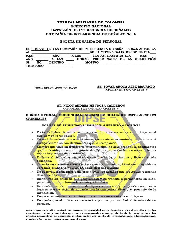 Formato Boleta Salida | PDF