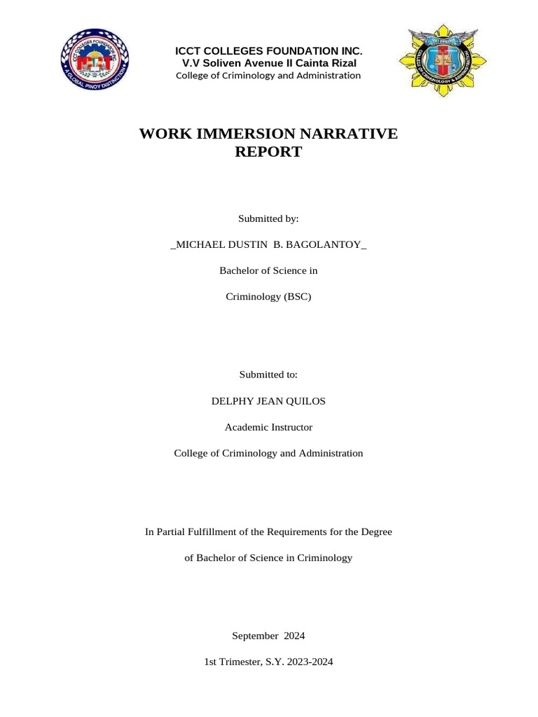 E049 - Bagolantoy Michael Dustin B. - Narrative Report - Canteen ...