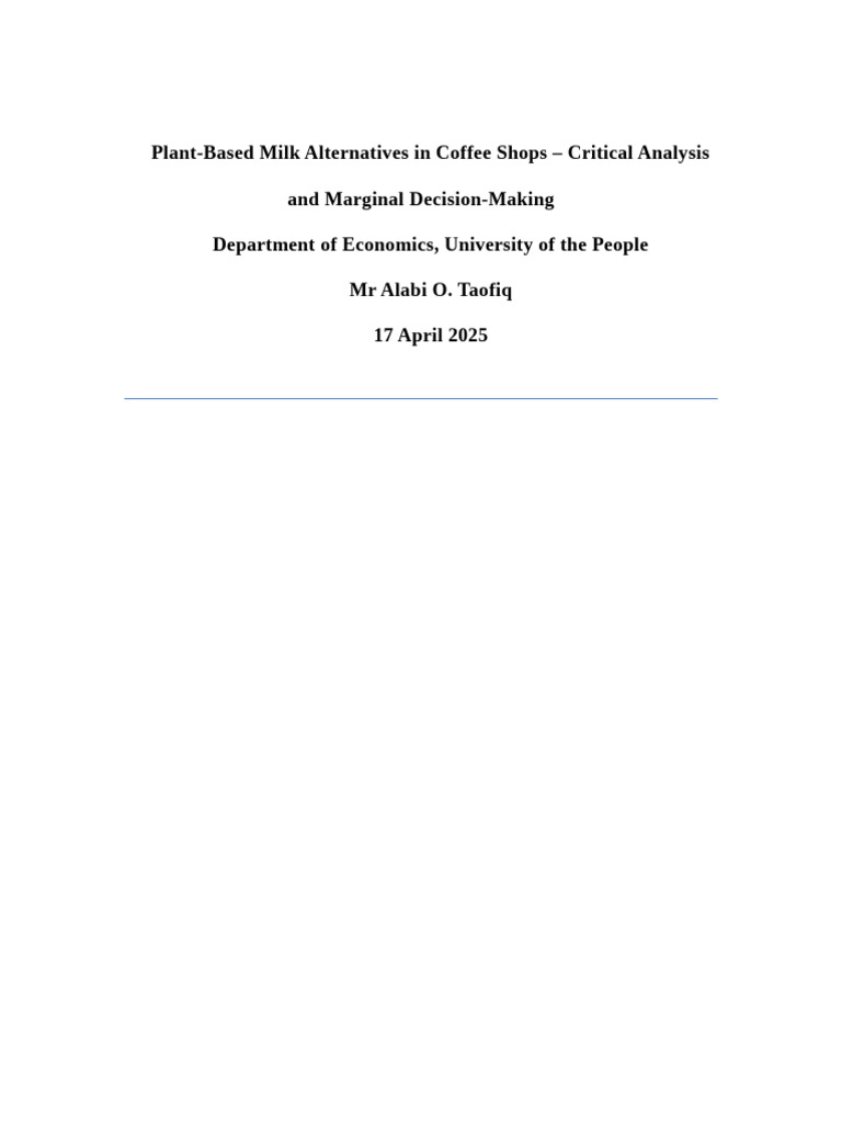 Microeconomics Assignment Plant Based Milk | PDF | Utility | Marginal ...