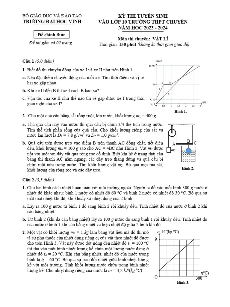 De Thi Chinh Thuc Vat Li - 9 - 6 - 2023 | PDF