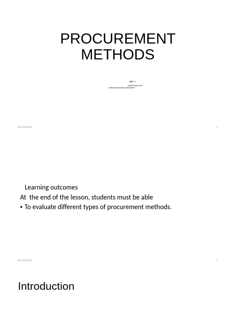 Overview of Procurement Methods | PDF | Procurement | Business