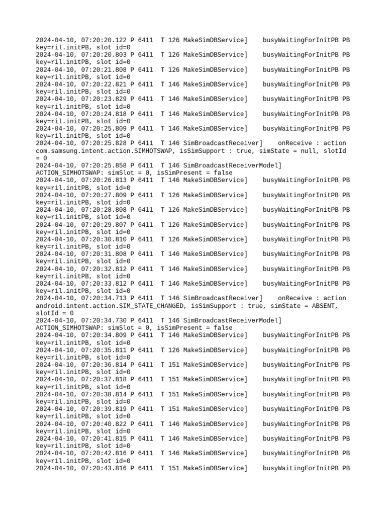SIM Initialization Log Analysis | PDF
