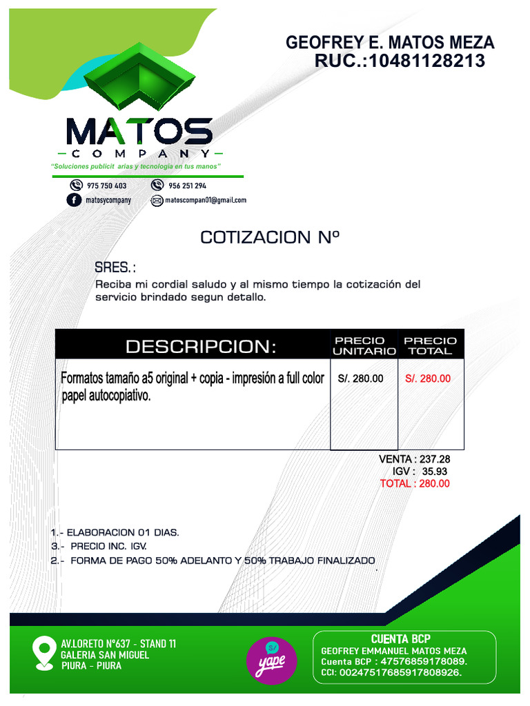 Cotizacion - Formatos | PDF