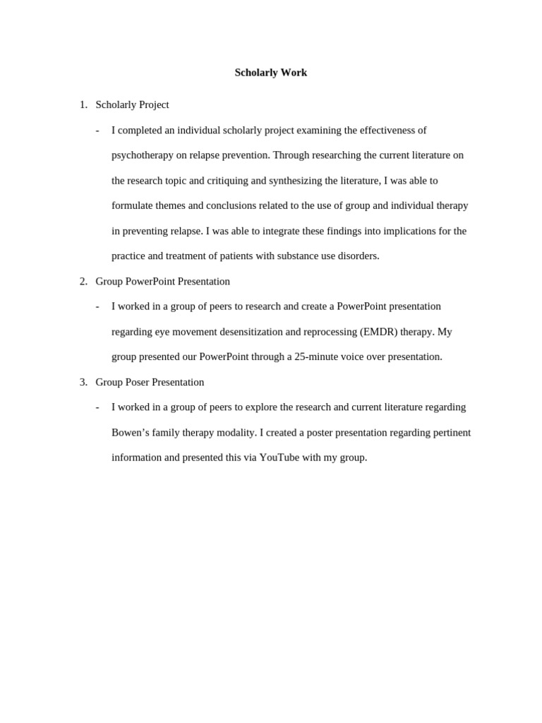 Scholarly Work NUR 820b Fall 2021 | PDF