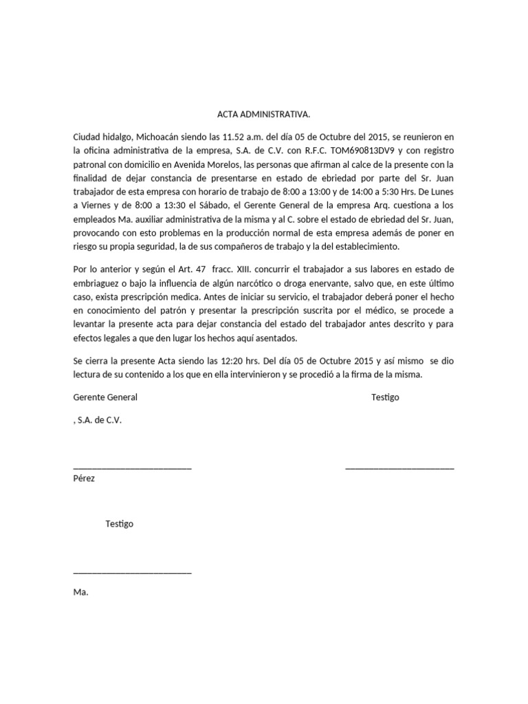 Acta Administrativa | PDF