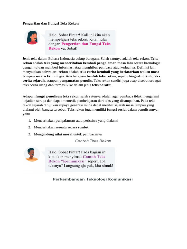 Pengertian Dan Fungsi Teks Rekon | PDF