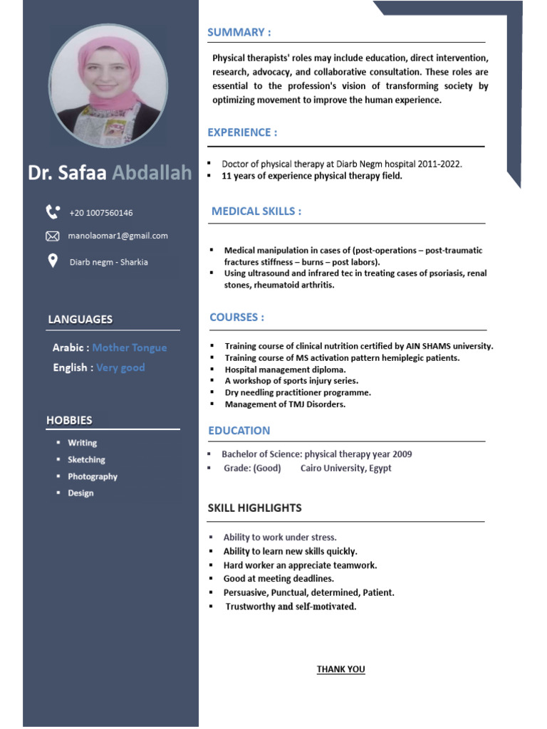 DR Safaa Abdallah Resume | PDF | Physical Therapy | Medical Specialties