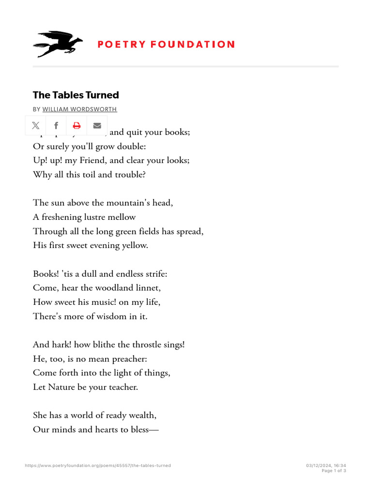 The Tables Turned The Poetry Foundation | PDF