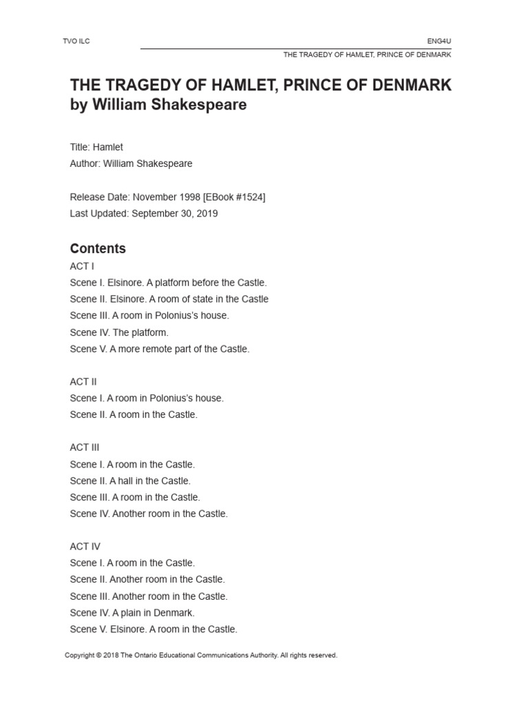 Hamlet A Tragic Play Overview Pdf Hamlet