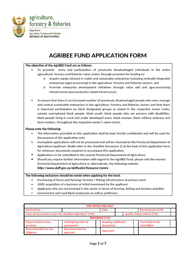 AgriBEE Fund Application Guide | PDF | Environmental Impact Assessment ...