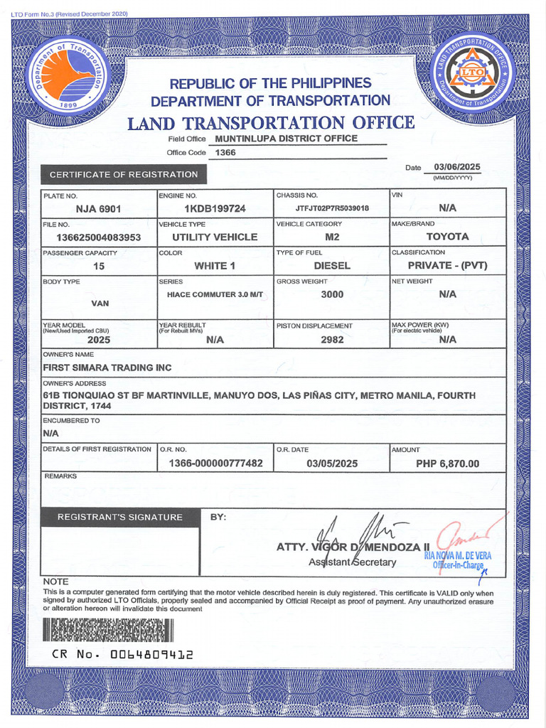 Orcr First Simara Trading Inc | PDF
