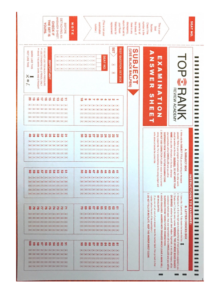 Answer Sheet (1) | PDF
