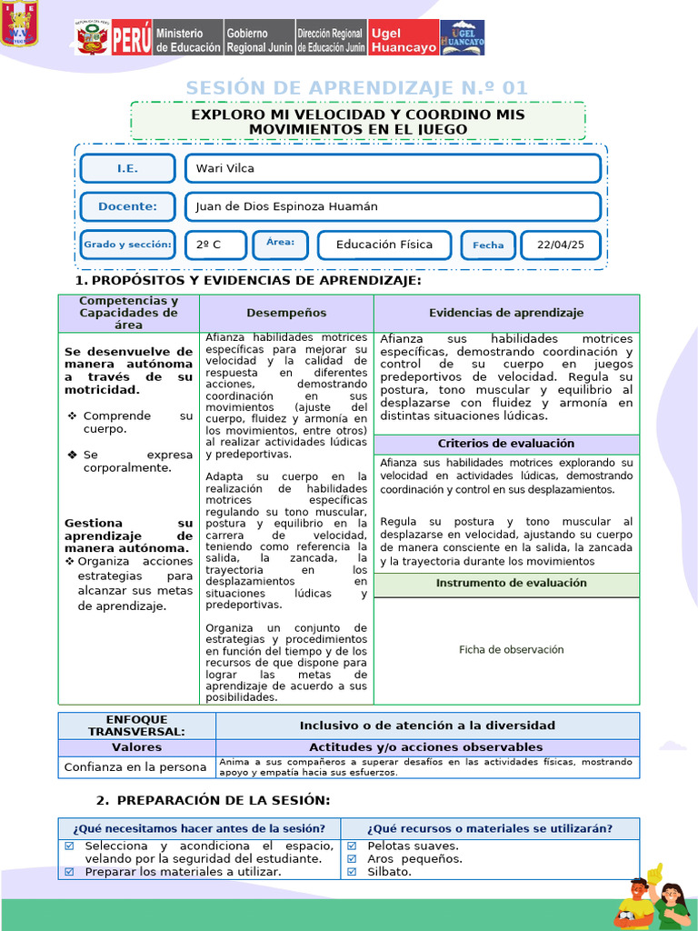 Sesion 2ºC Educ Fisica IIUIS | PDF | Corriendo | Aprendizaje