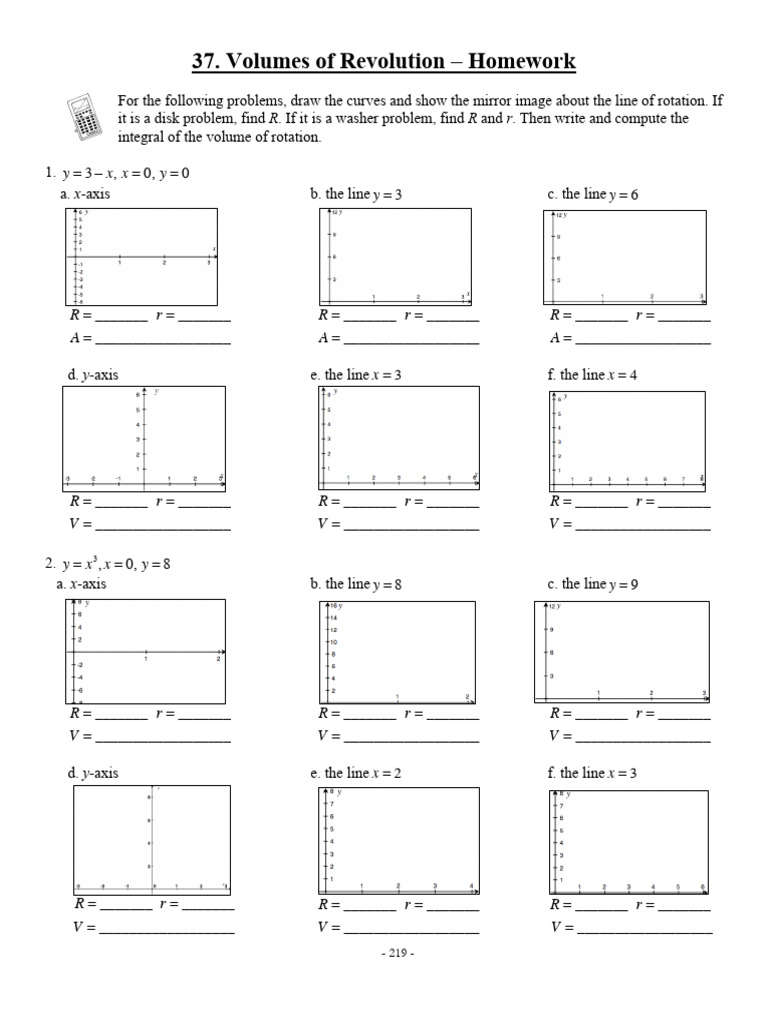Volumes of Revolution Homework Problems | PDF | Triangle | Perpendicular