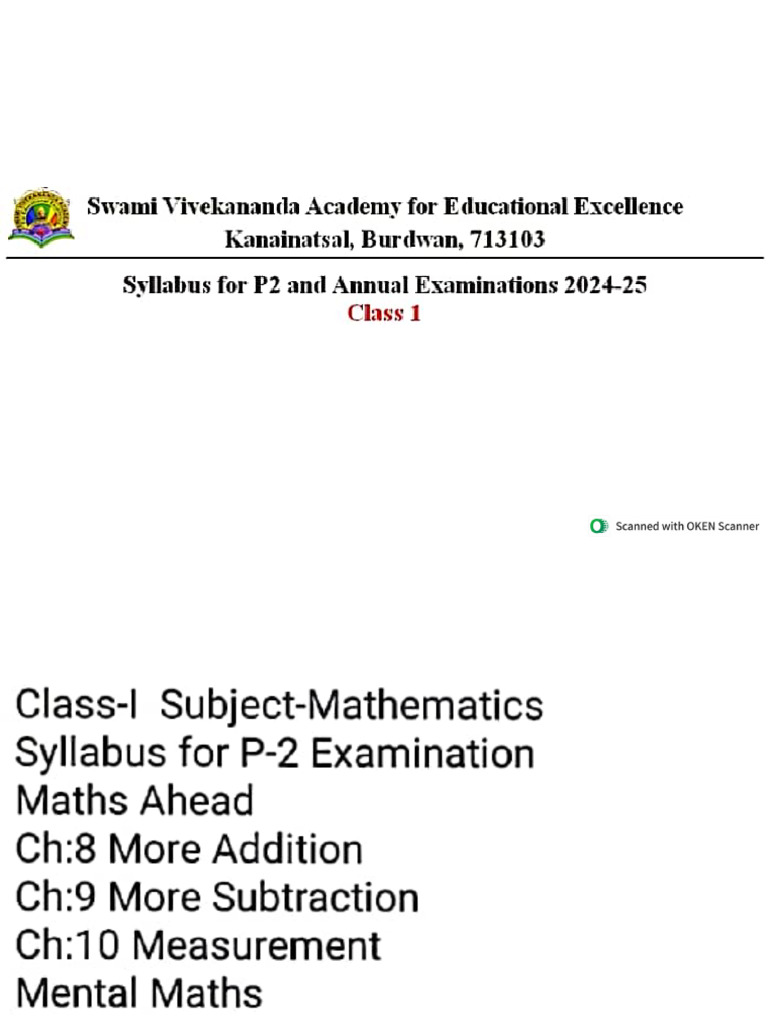 Class 1 Syllabus P2 and AE 2024-25 | PDF