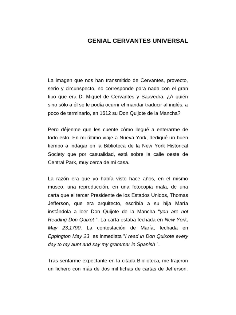 Cervantes: Genio y Traductor del Quijote | PDF | Don Quijote | Miguel ...