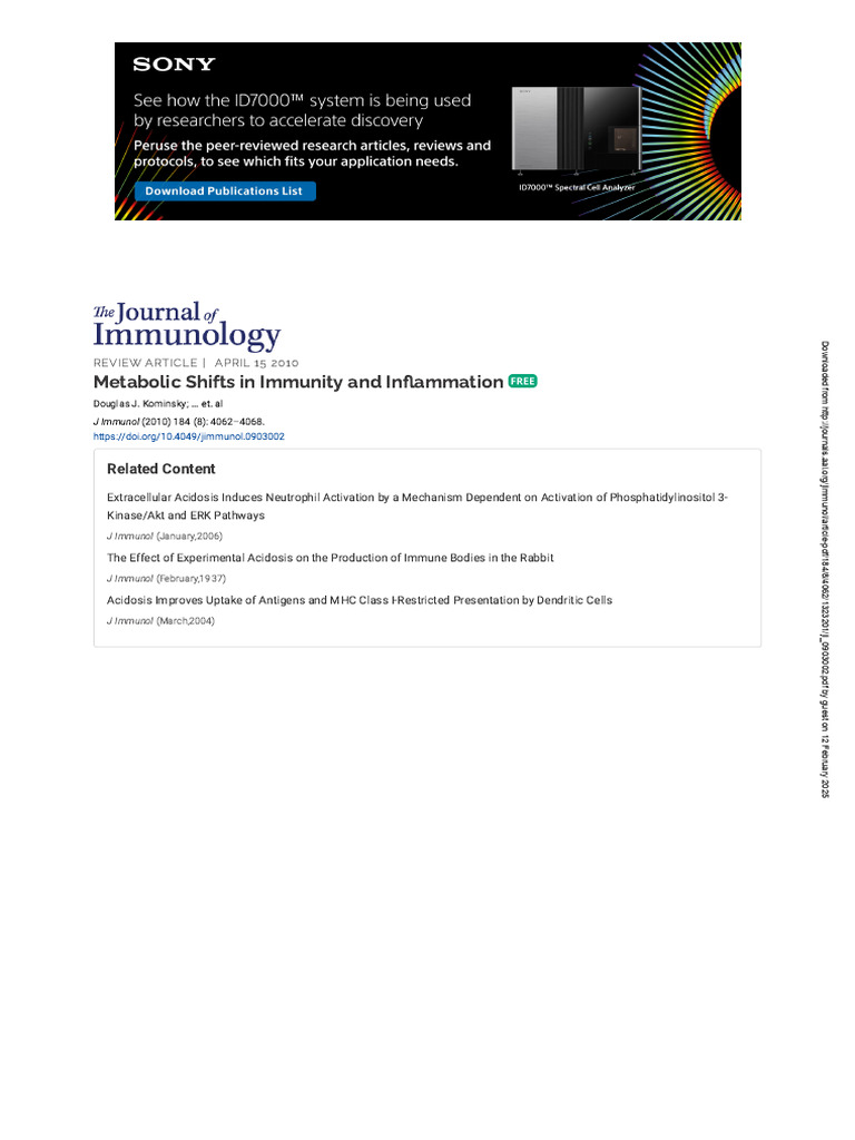 Metabolic Shifts Immunity Inflammation. Kominsky, 2010 | PDF | Epigenetics | Regulation Of Gene ...