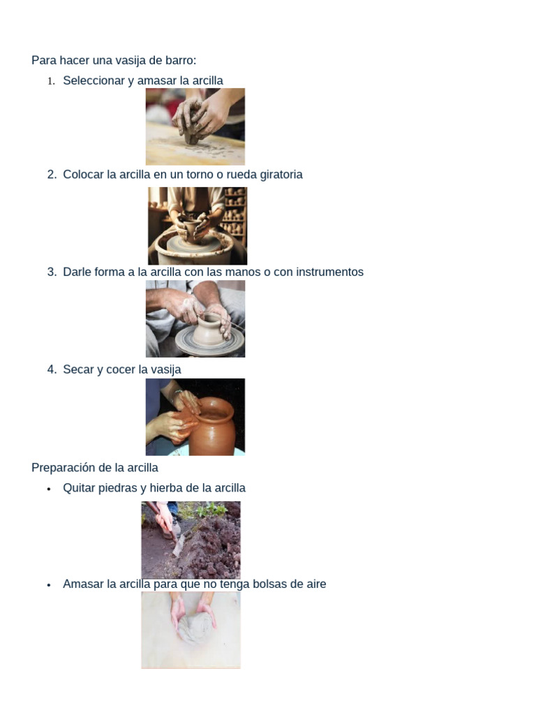 Cómo hacer una vasija de barro paso a paso | PDF