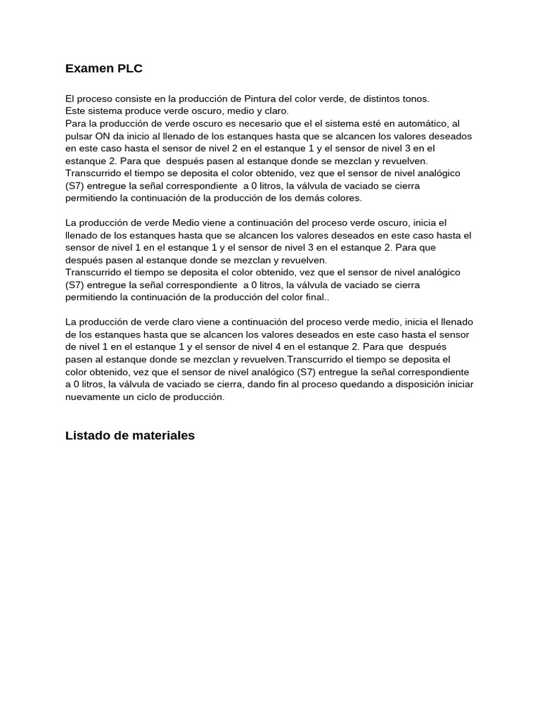Examen PLC | PDF | Ingeniería Informática