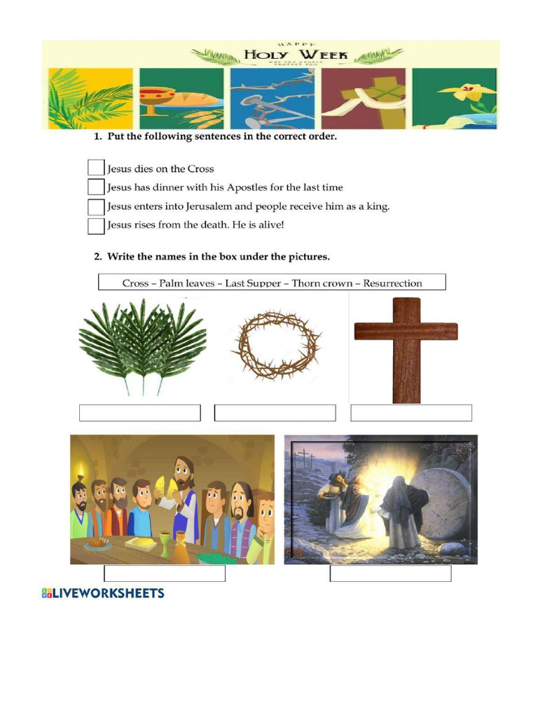 Holy Week Worksheets | PDF