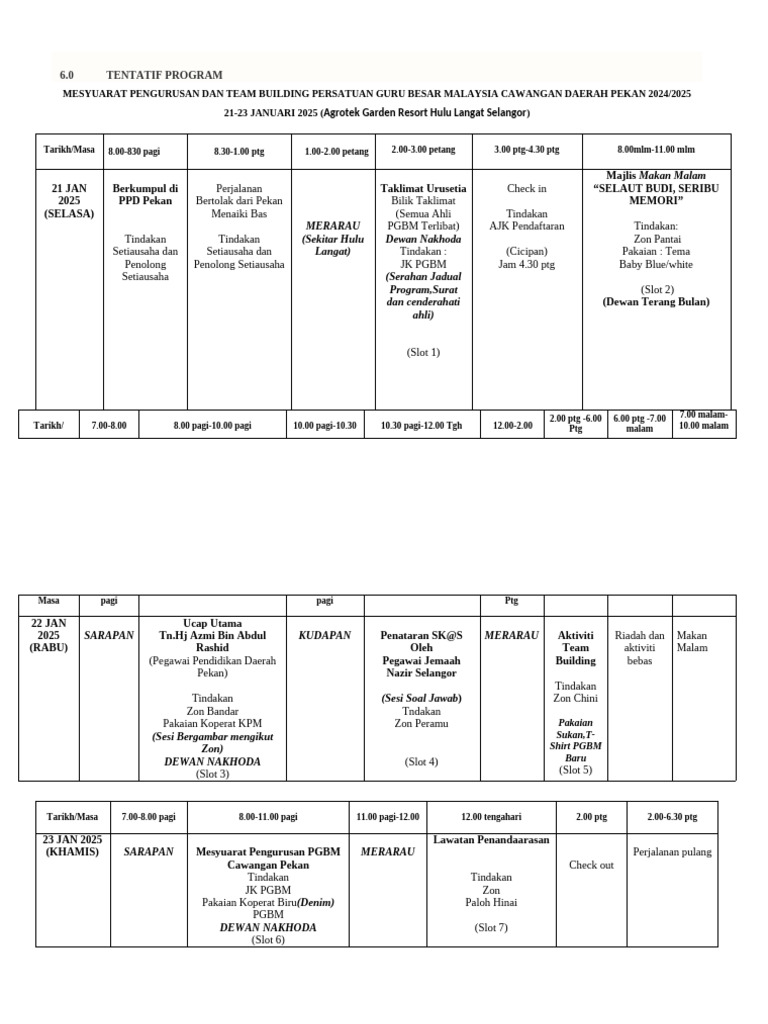 Jadual Program PGBM Hulu Langat | PDF