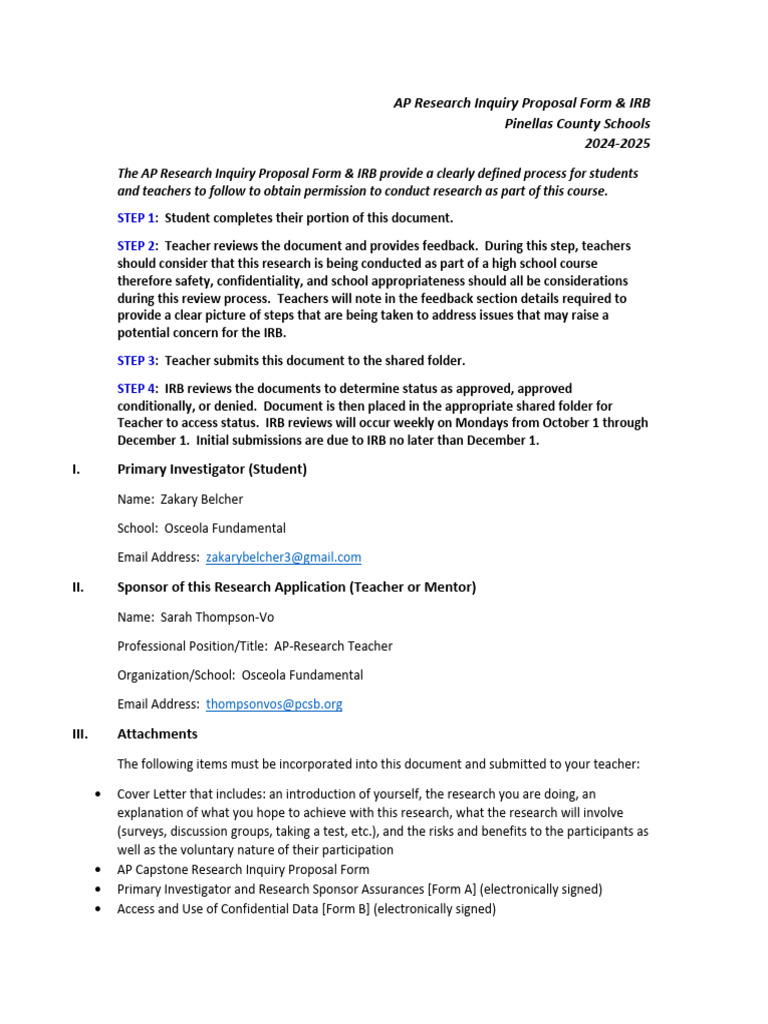 Annotated-AP Research Inquiry Proposal Form and IRB Final-2 (1) - 1 | PDF | Caffeine ...