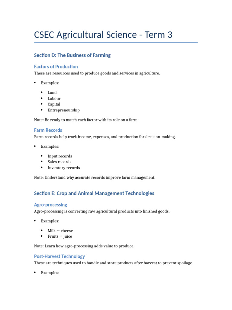 Enhanced_CSEC_Agriculture_Term3 | PDF
