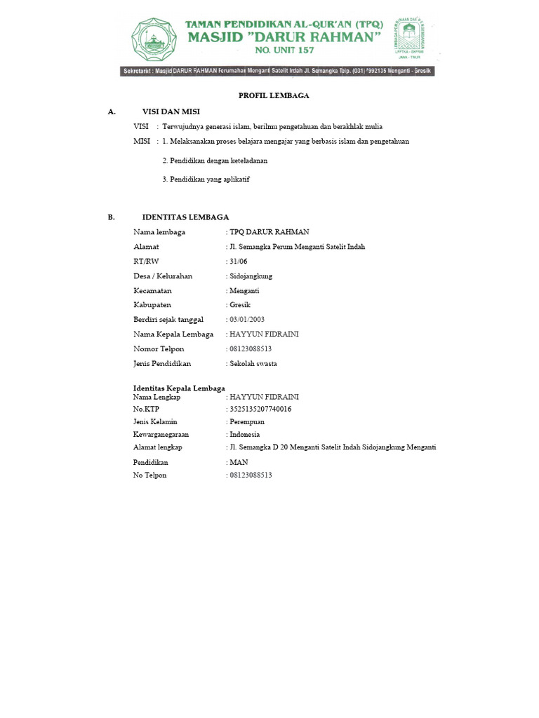 Profil Lembaga | PDF