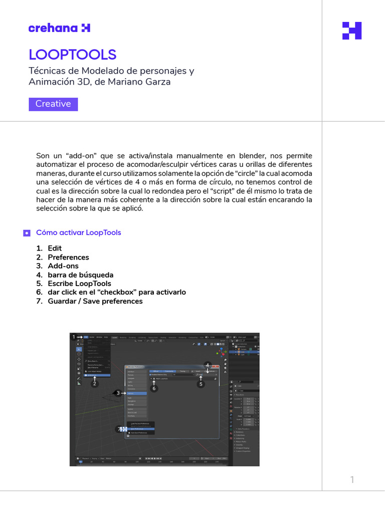 Activación de LoopTools en Blender 4.5 | PDF