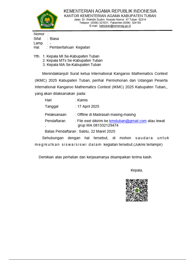 PEMBERITAHUAN KEGIATAN | PDF