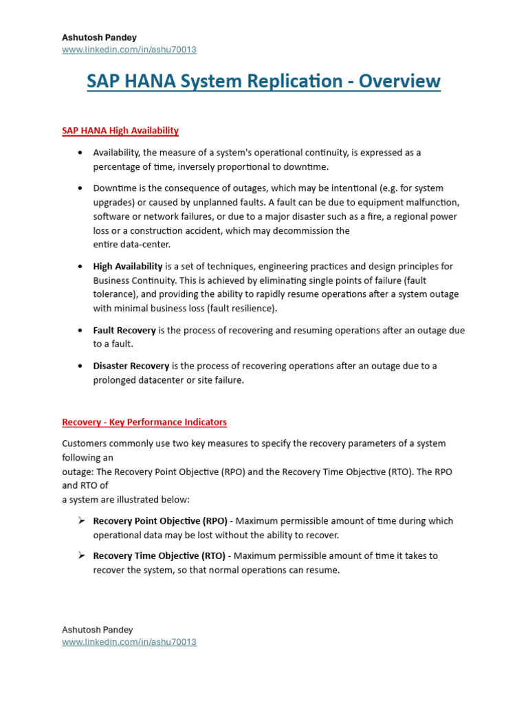 SAP HANA System Replication - Ashu | PDF | Backup | Computer Science