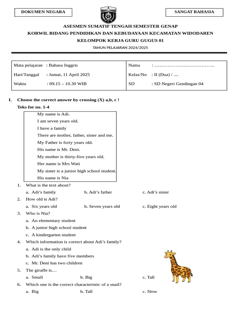 Asts Bahasa Inggris KLS 2 | PDF