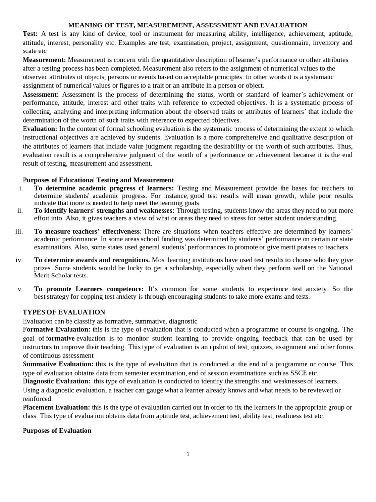 Ful Edu 311 Lecture Note1 | PDF | Level Of Measurement | Validity (Statistics)