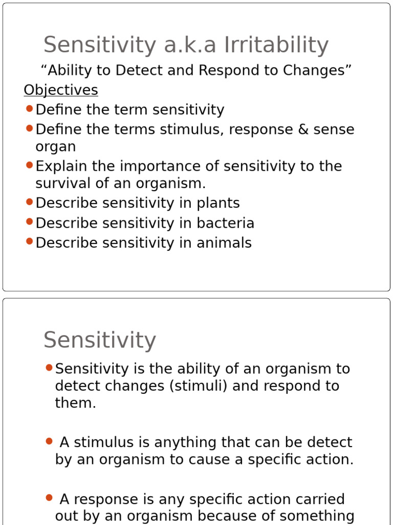 Understanding Sensitivity in Organisms | PDF | Central Nervous System ...