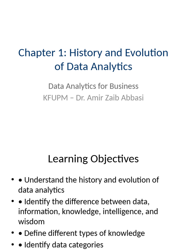 Chapter 1 History Evolution Data Analytics KFUPM | PDF