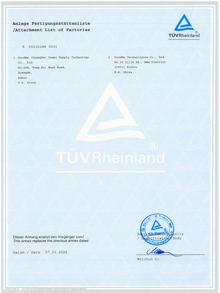 GW - DNS G3 - Certificate-IEC62109 | PDF
