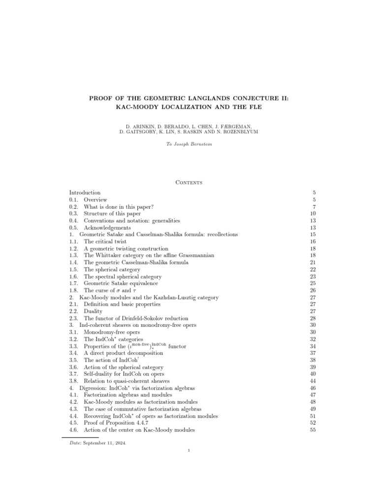 Geometric Langlands Conjecture II Proof | PDF | Module (Mathematics ...