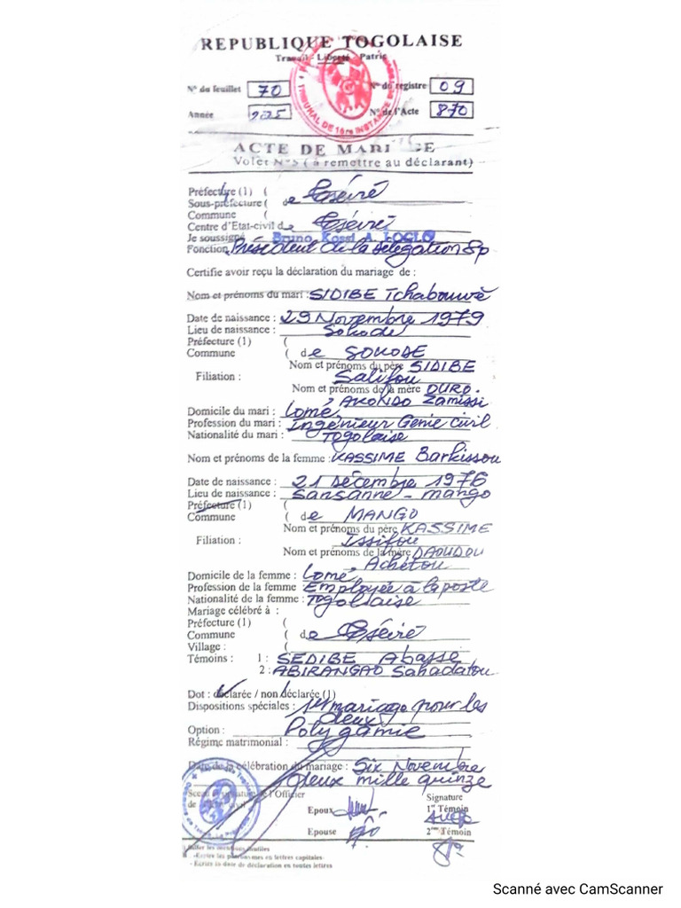 Acte de Mariage | PDF