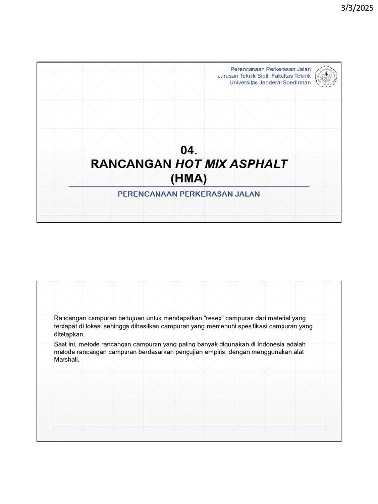 Rancangan (HMA) : Hot Mix Asphalt | PDF