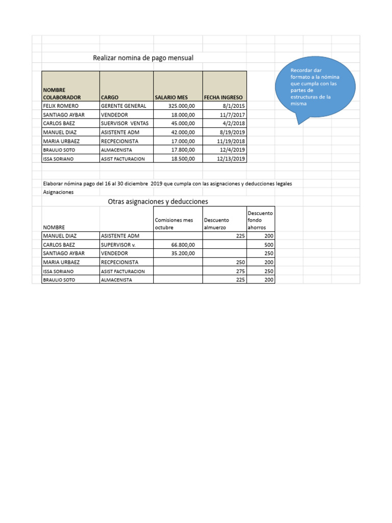 Tarea nóminas 2do dia | PDF