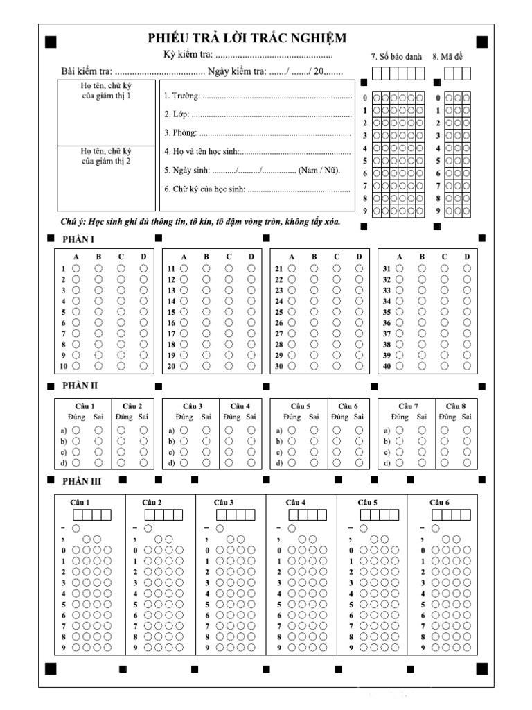 Phieu Lam Bai Toan HK1 3 Khoi | PDF
