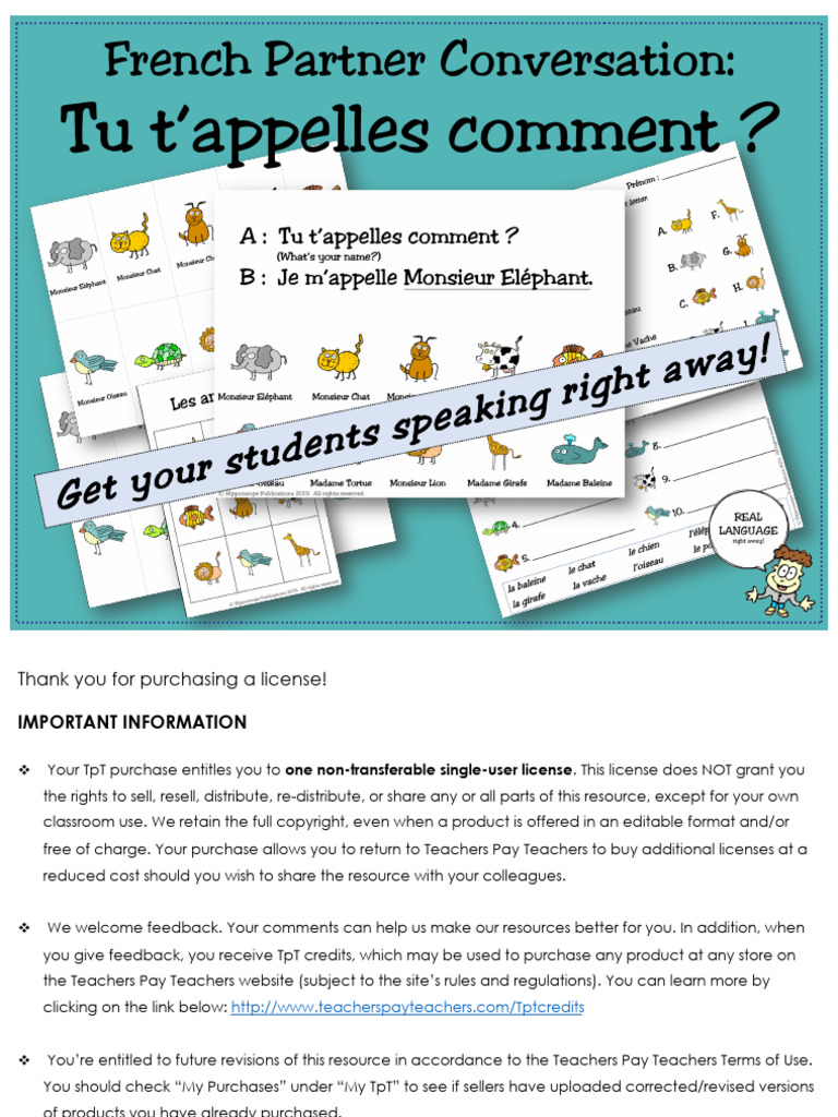 Unit 1. Partner Conversation - T'appelles | PDF