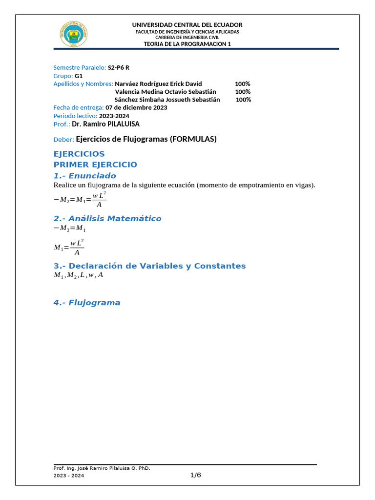 Deber 4 - EJERCICIOS DE FLUJOGRAMAS (FORMULAS) | PDF | Science | Interacciones de disciplina ...