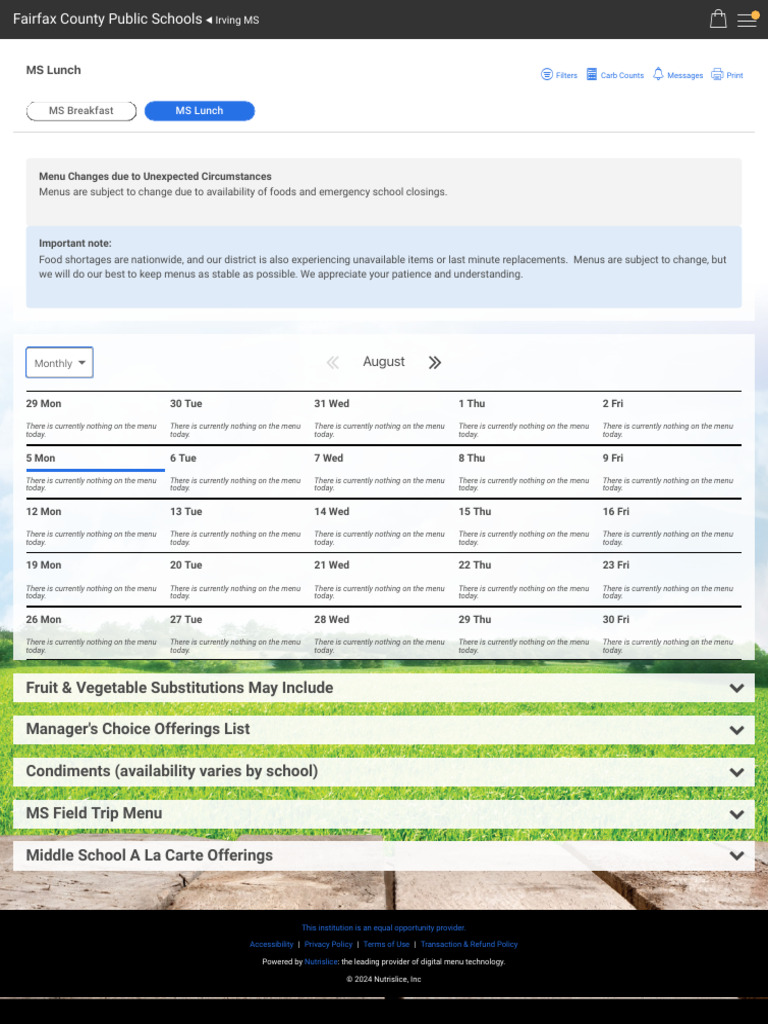 Irving ISD Lunch Menu Updates | PDF | Menu | Foods