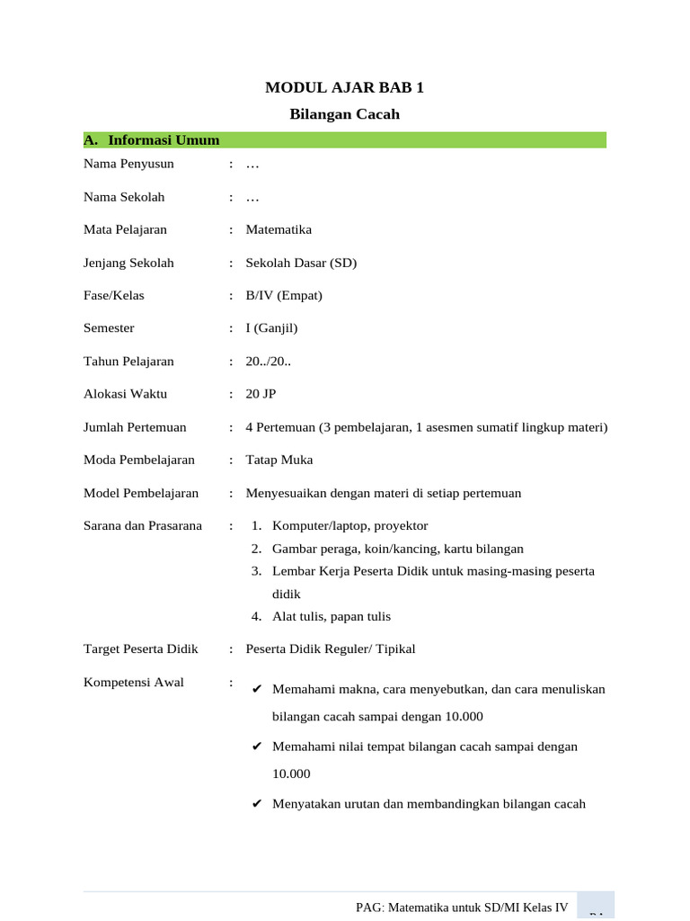 Modul Ajar Bab 1 | PDF