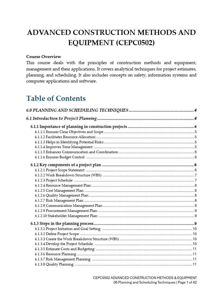 Advanced Construction Planning Techniques | PDF | Project Management | Business
