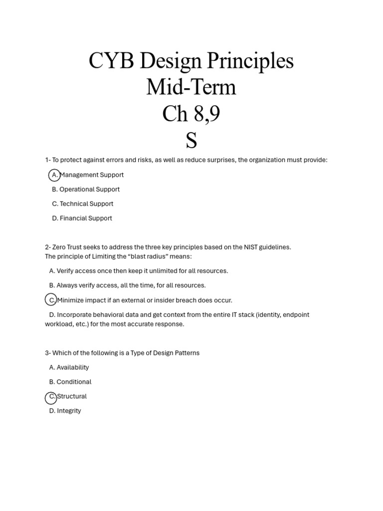 CYB Design Principles Mid-Term CH 8,9 (S) | PDF