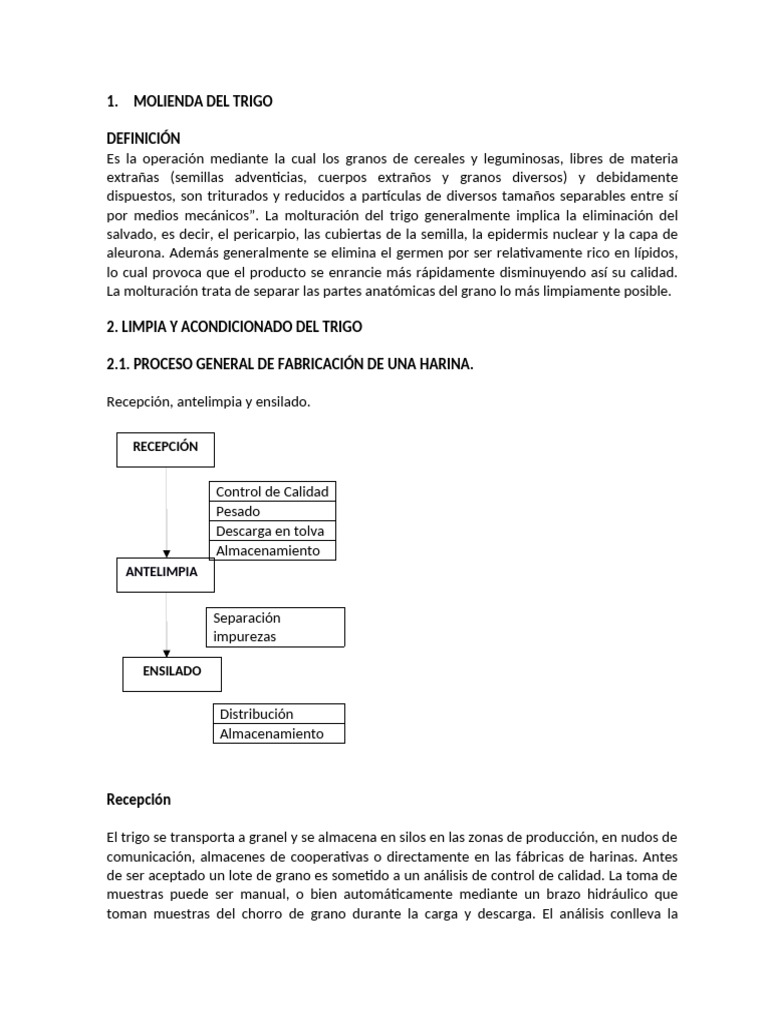 Proceso de Acondicionamiento del Trigo | PDF | Harina | Molino (molienda)