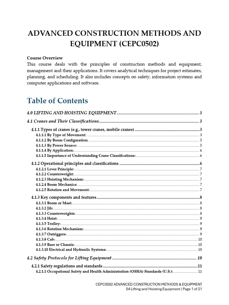 Lifting and Hoisting Equipment Overview | PDF | Crane (Machine ...