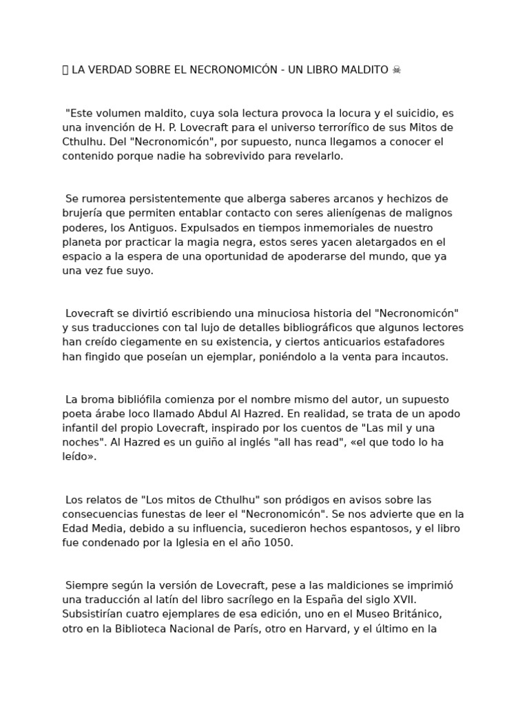 ? La Verdad Sobre El Necronomicón | PDF | HP Lovecraft | Cthulhu Mythos